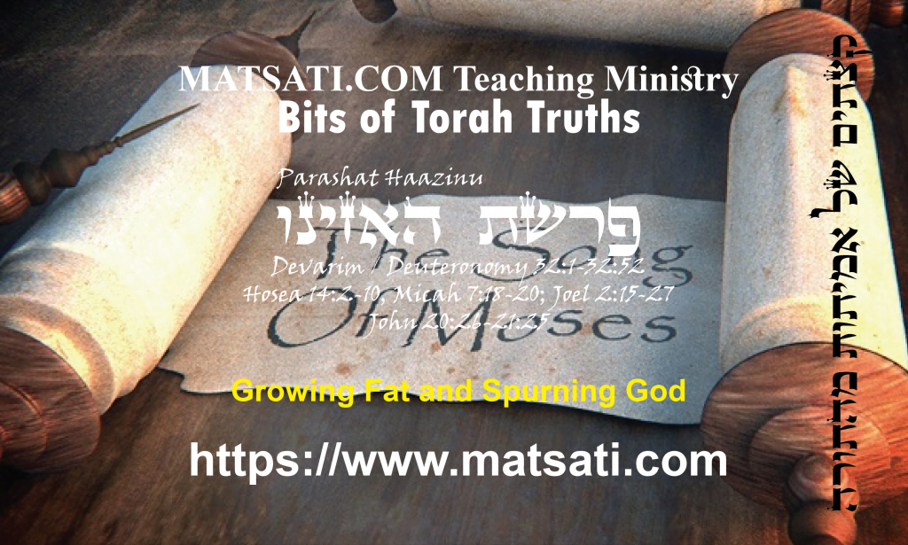Growing Fat And Spurning God, Parashah Haazinu, פָּרָשָׁה‬ הַאֲזִינוּ‬ , Bits Of Torah Truths ...