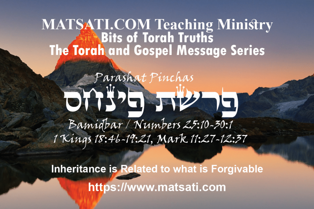 Inheritance Is Related To What Is Forgivable, פרשת פינחס, Parashat Pinchas, Bits Of Torah Truths ...